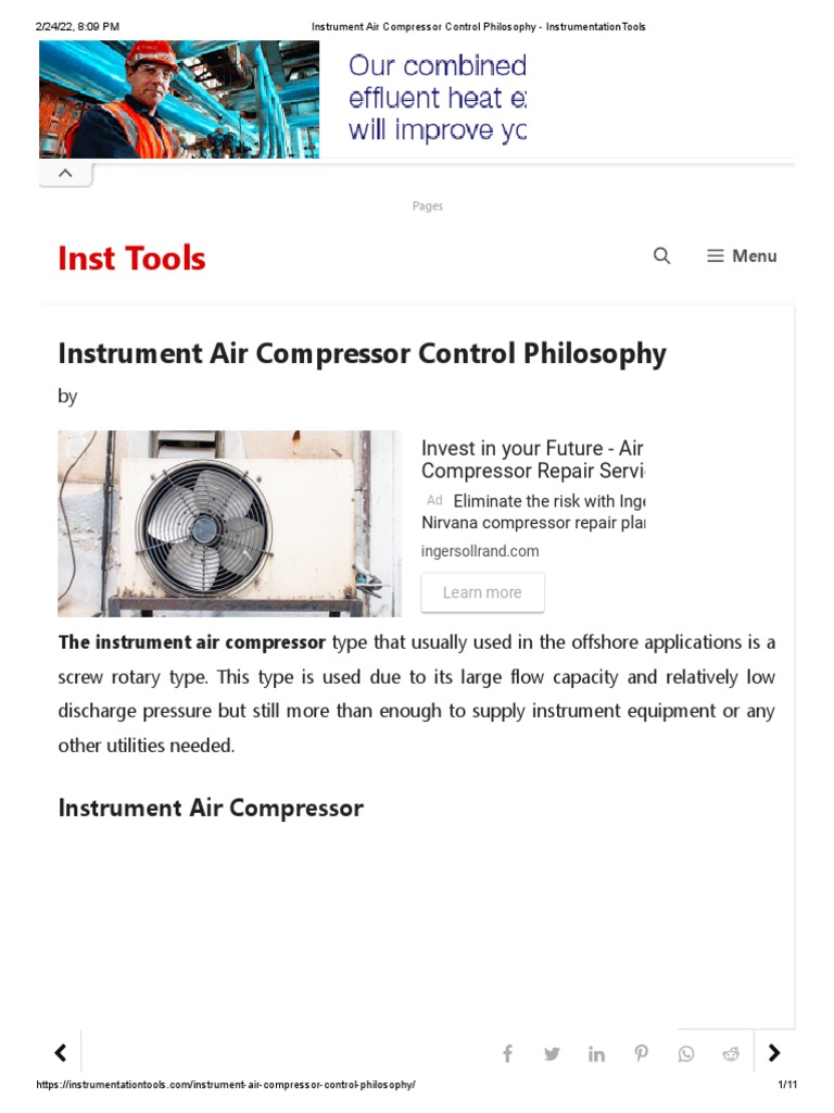 Instrument Air Compressor Control Philosophy - InstrumentationTools ...