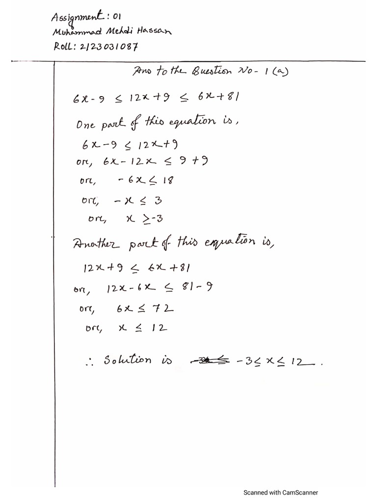 Math Assignment 1 | PDF