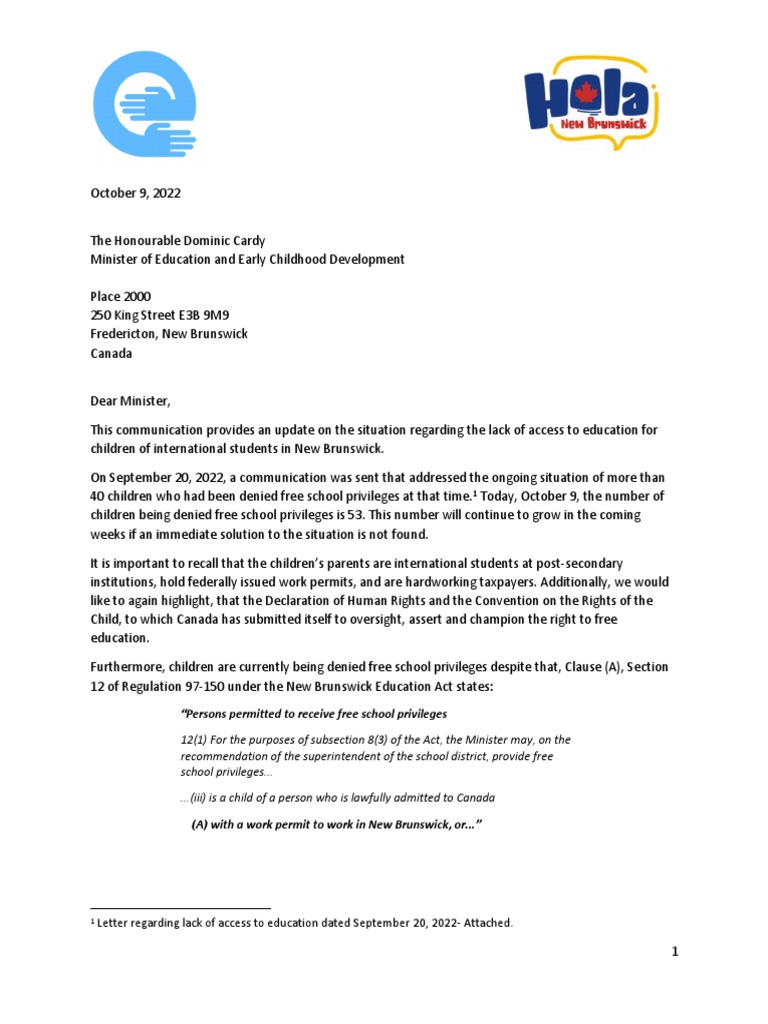 Lack of Access To Education Letter 2 | PDF | Canada
