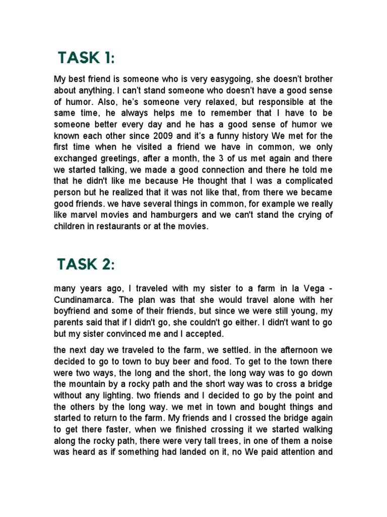 ENG - B1 - TASK 1 To 4 | PDF