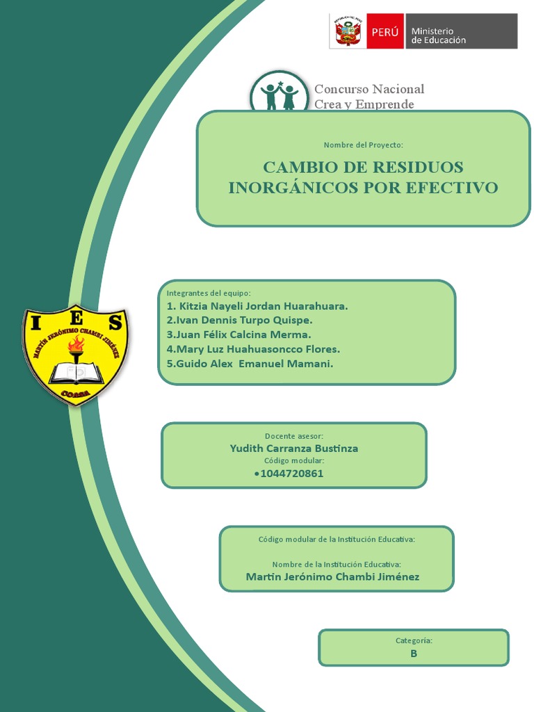 Cat. B - Proyecto de Emprendimiento 3 (1) d1 | PDF | Reciclaje | Residuos