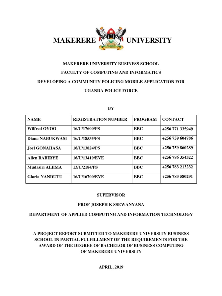 Final Year Project Report Community Policing Mobile Application | PDF | Police | Crimes
