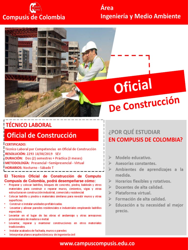 Técnico Construcción Compusis: Certificación y Salidas Laborales | PDF