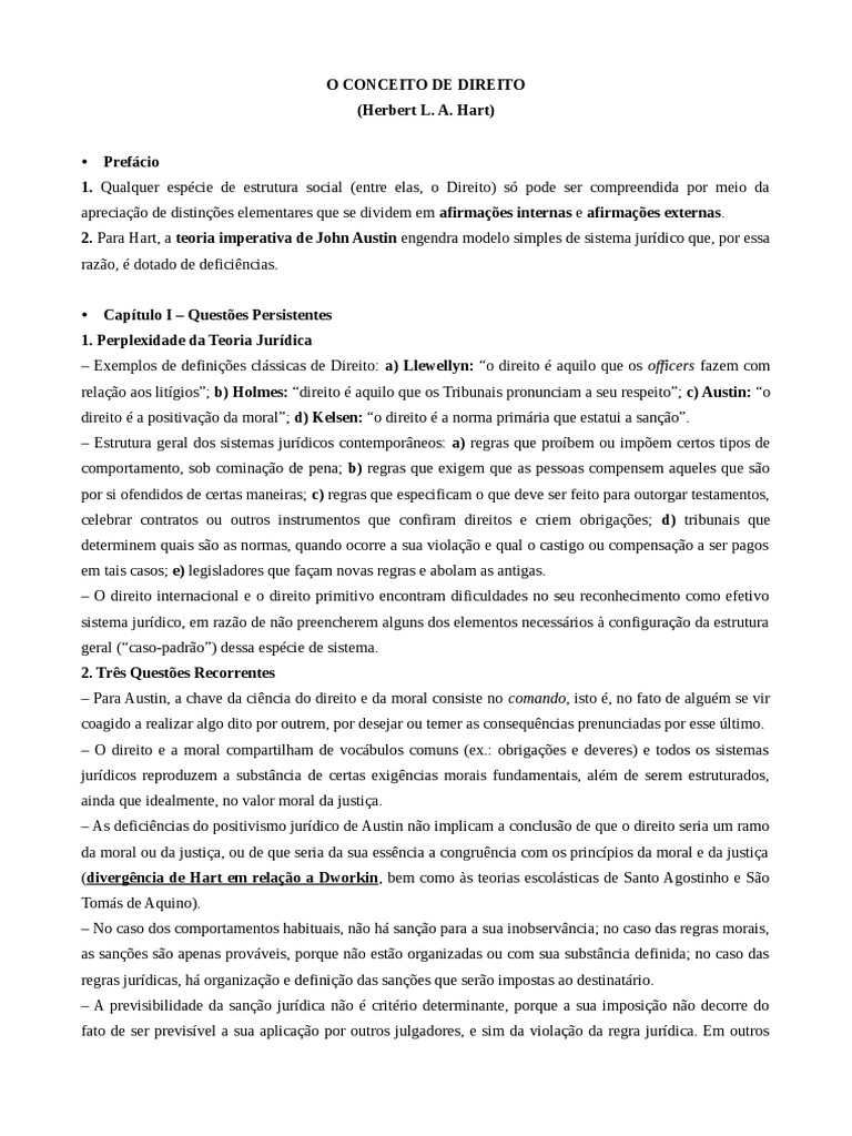 Herbert Hart - O Conceito de Direito (Anotações) | PDF | Sanções ...