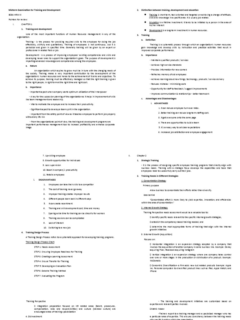 Reviewer - Midterm-Exam - Training-and-Development | PDF | Learning | Learning Theory (Education)