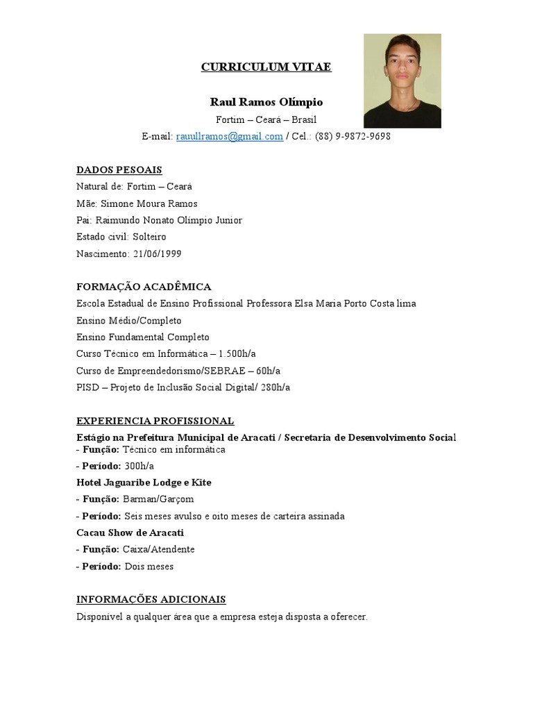Curriculum Vitae Raul | PDF | Carreira e Crescimento