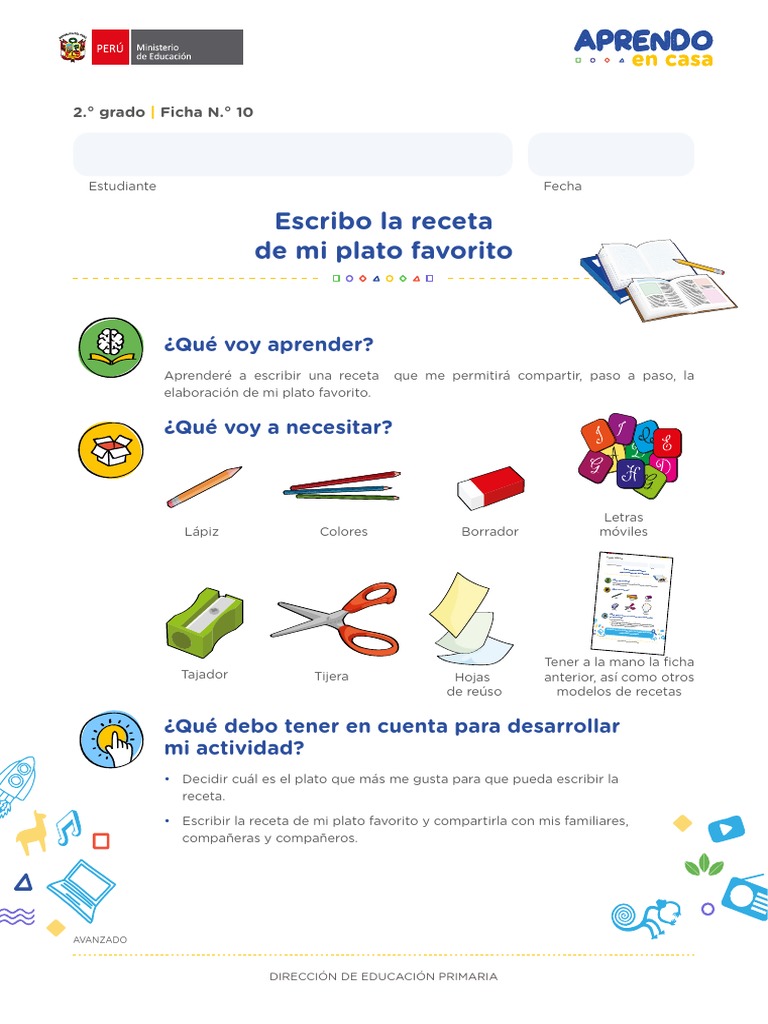 F10 Escribo La Receta de Mi Plato Favorito | PDF