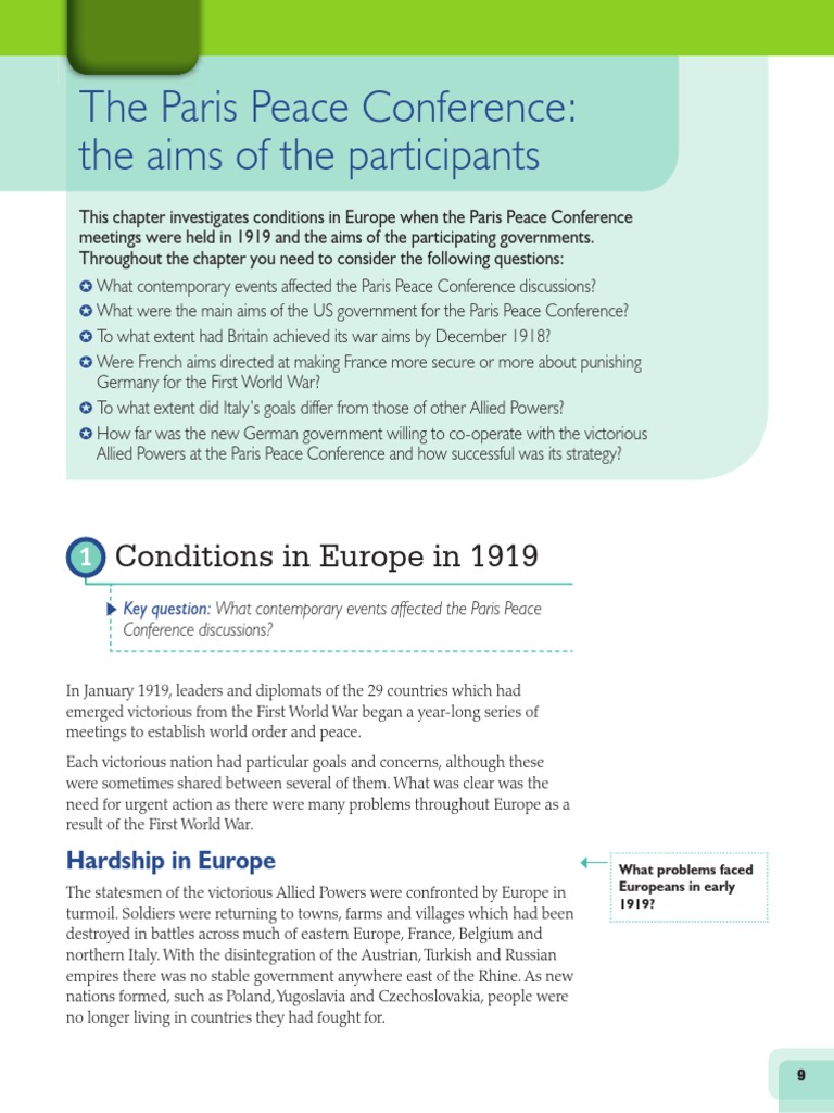 The Paris Peace Conference - Aims of The Participants | PDF | British ...