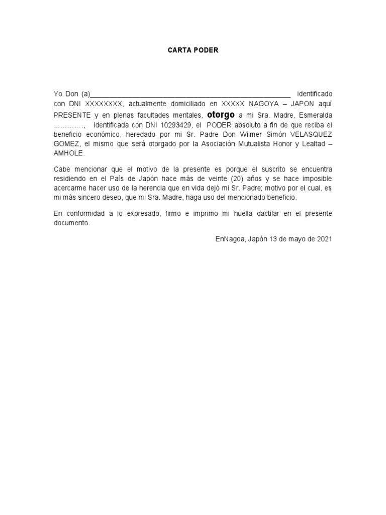 Carta Poder Simple | PDF