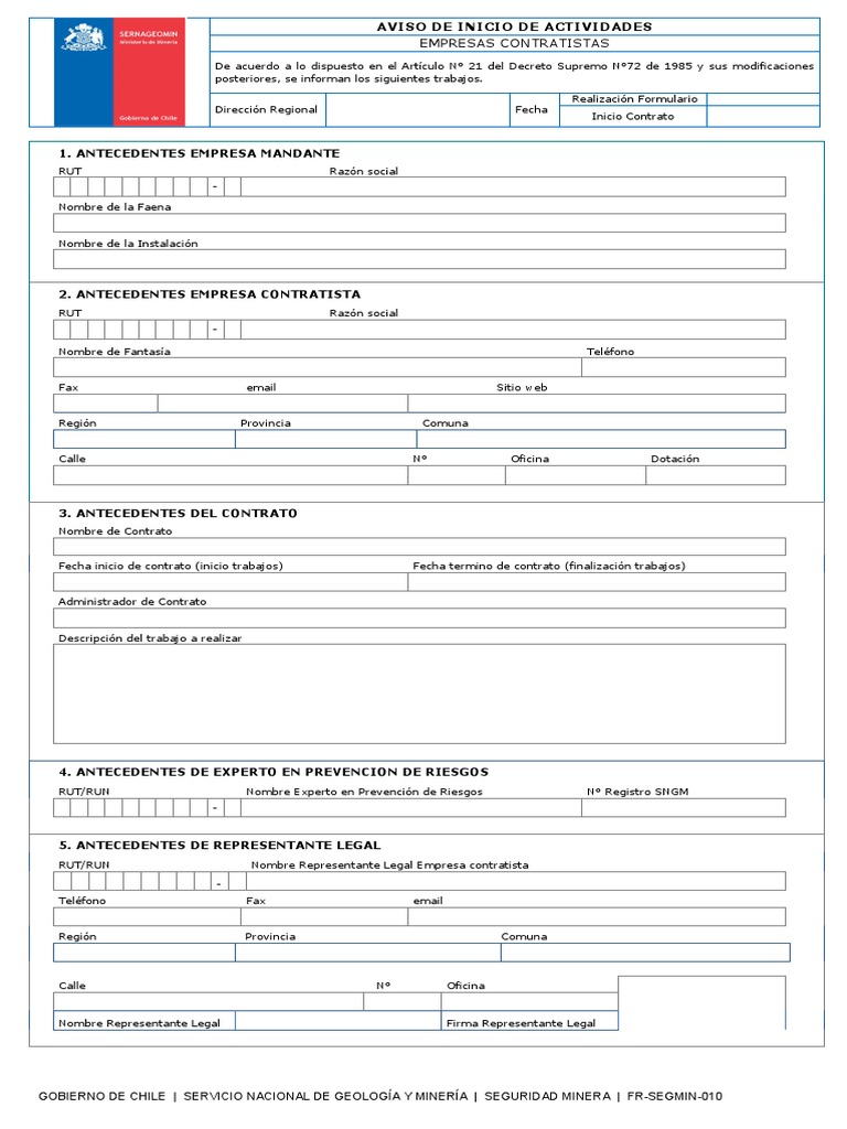 Formulario Sernageomin | PDF