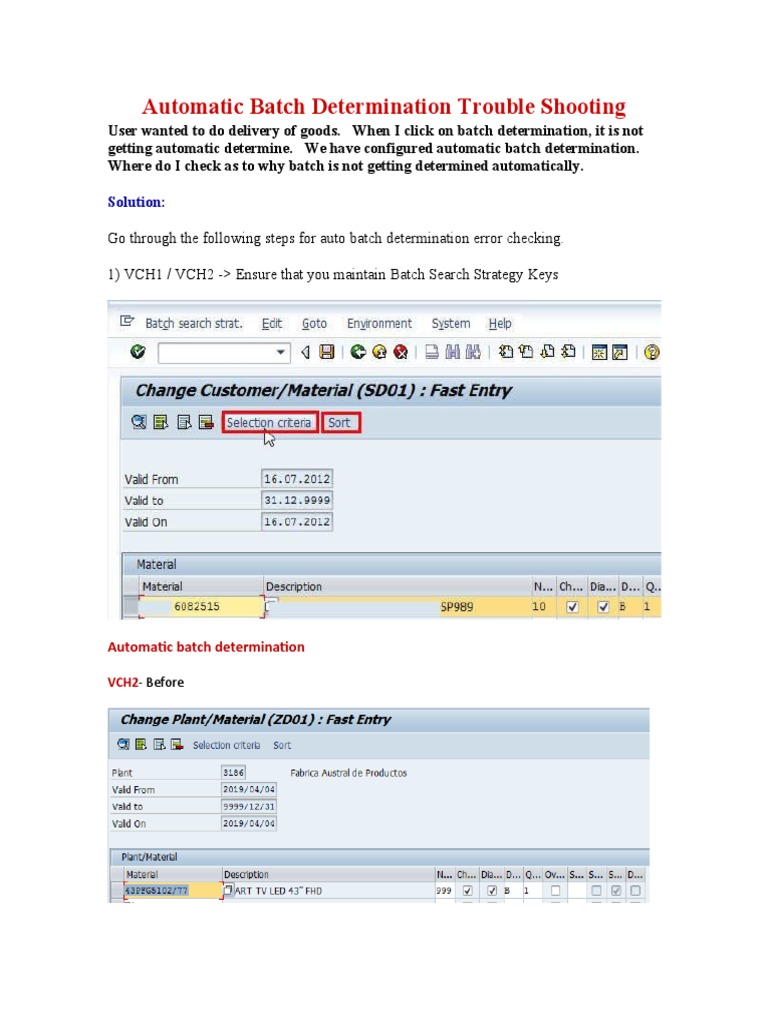 Automatic Batch Determination Trouble Shooting | PDF