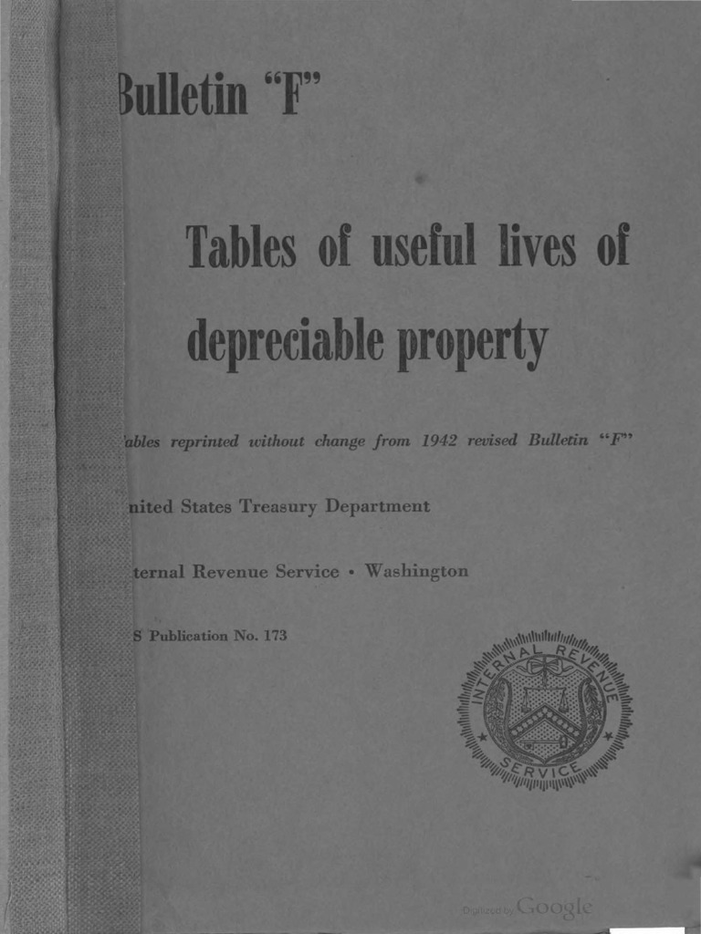 Bulletin F Tables of Useful Lives of Depreciable Property | PDF ...