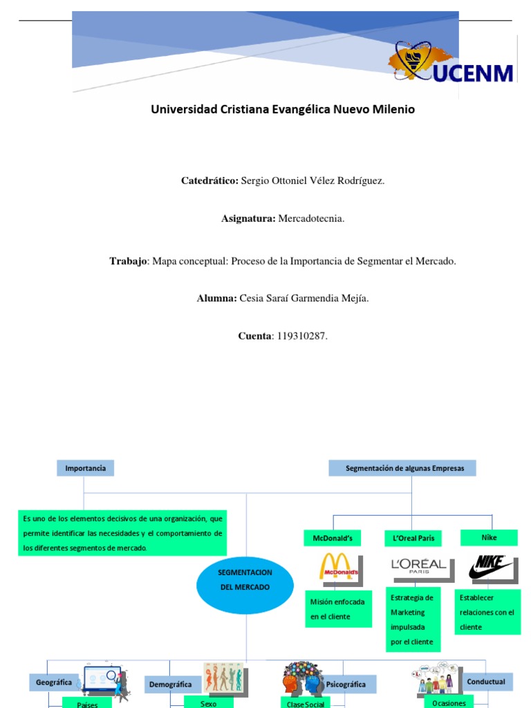 Mapa Conceptual Proceso de La Importancia de Segmentar El Mercado ...
