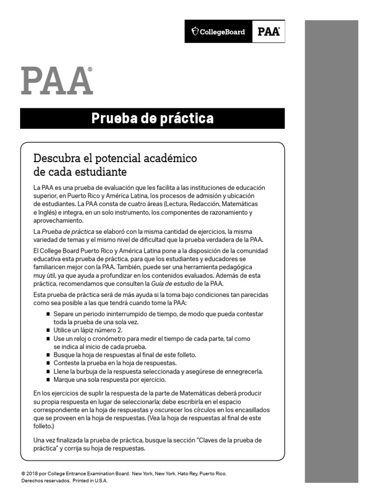 Paa Prueba Practica Pdf Matemáticas Belleza