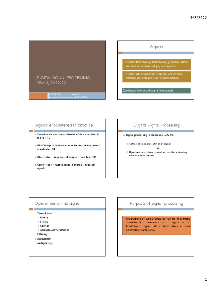 DSP Lecture-1 | PDF | Digital Signal Processing | Information Age DSP Lecture-1 | PDF | Digital Signal Processing | Information Age
