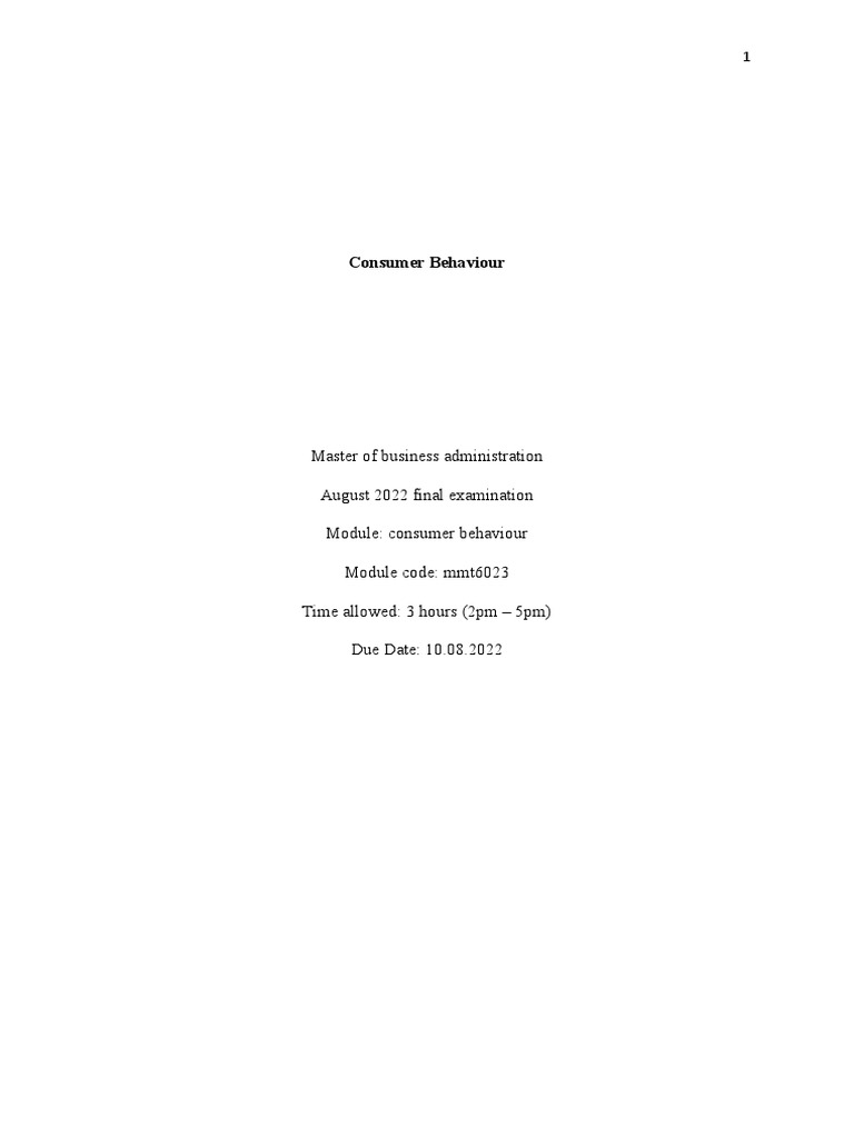 Consumer Behaviour Pdf Market Segmentation Consumer Behaviour