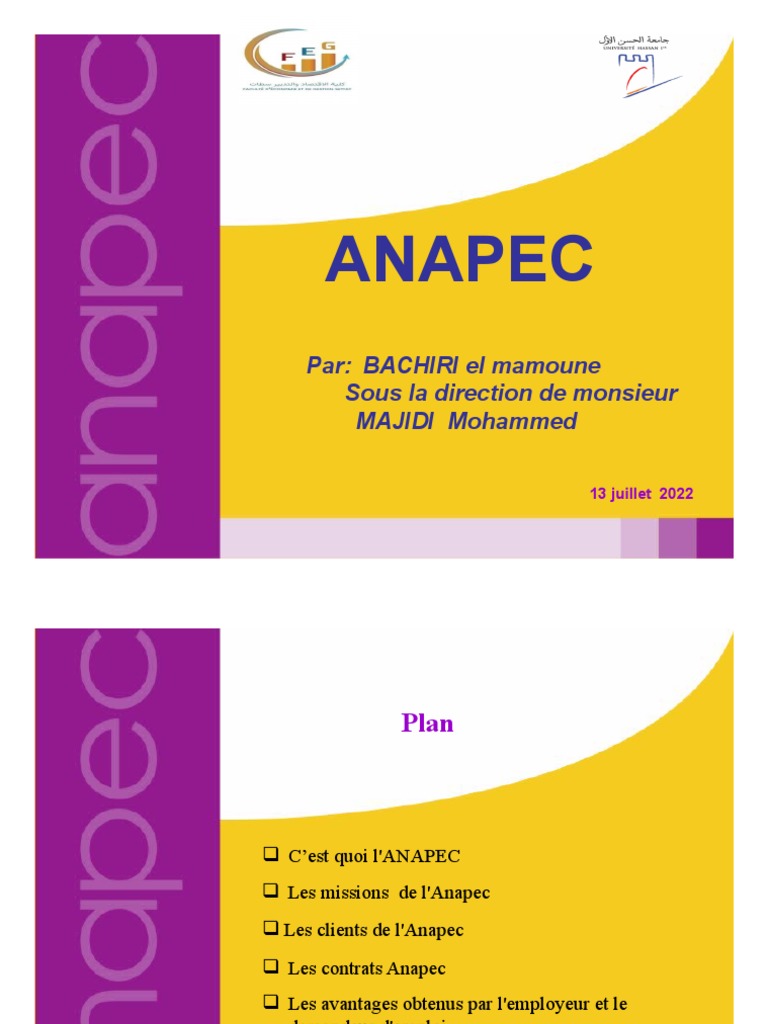 Guide Complet sur l'ANAPEC et ses Contrats | PDF | Business | Économie du travail