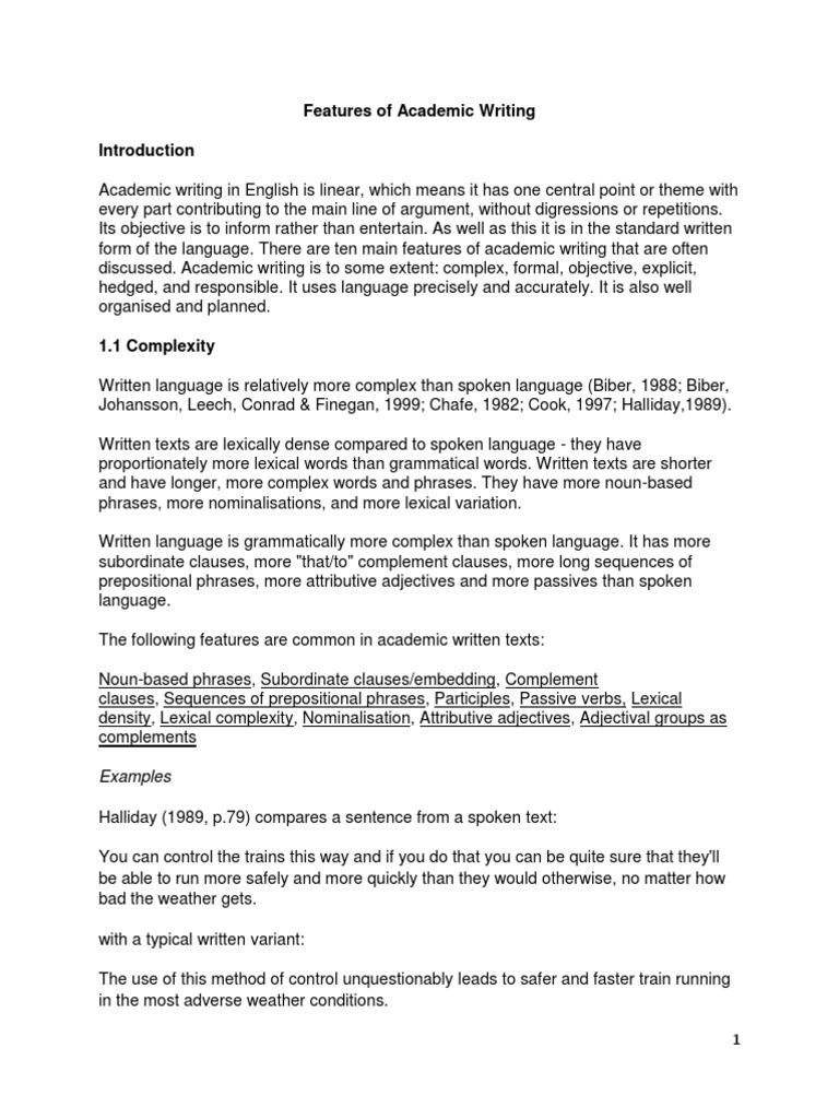 Features of Academic Writing | PDF | Adjective | Verb
