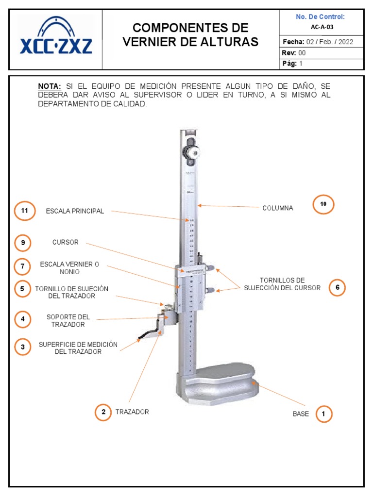 Partes del Calibrador de Alturas | PDF
