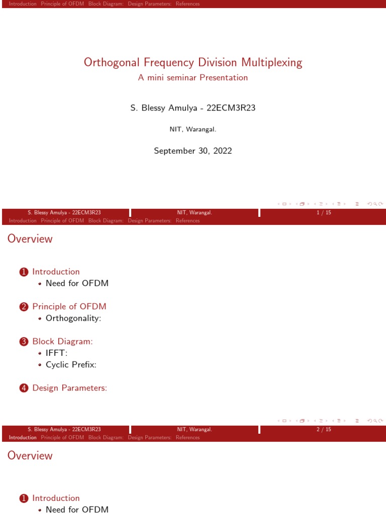 OFDM Presentation | PDF | Orthogonal Frequency Division Multiplexing | Electrical Engineering