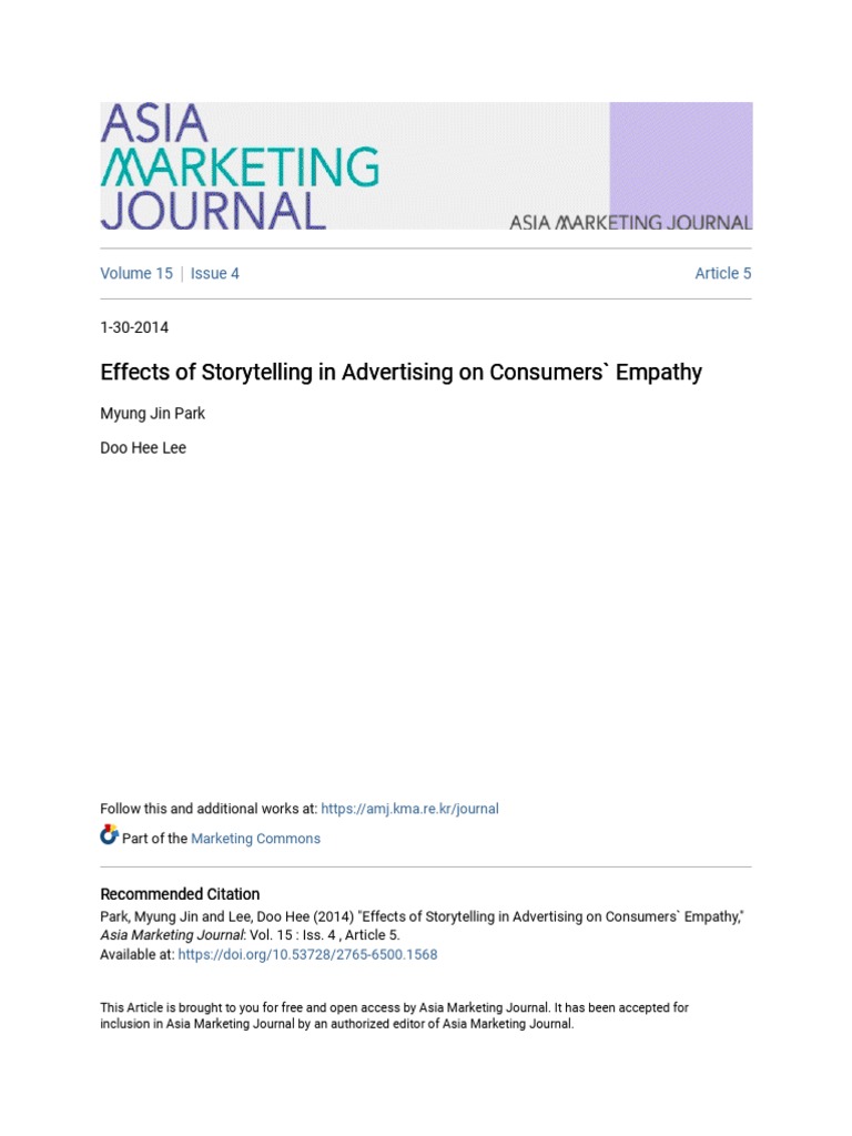 Effects of Storytelling in Advertising On Consumers Empathy | PDF ...