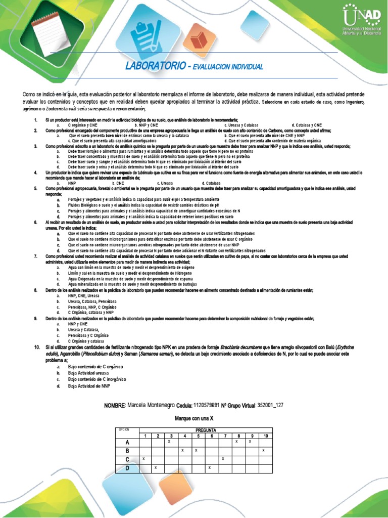 LABORATORIO Quizz Final Individual Bioquimica Metabolica | PDF | Suelo | Laboratorios