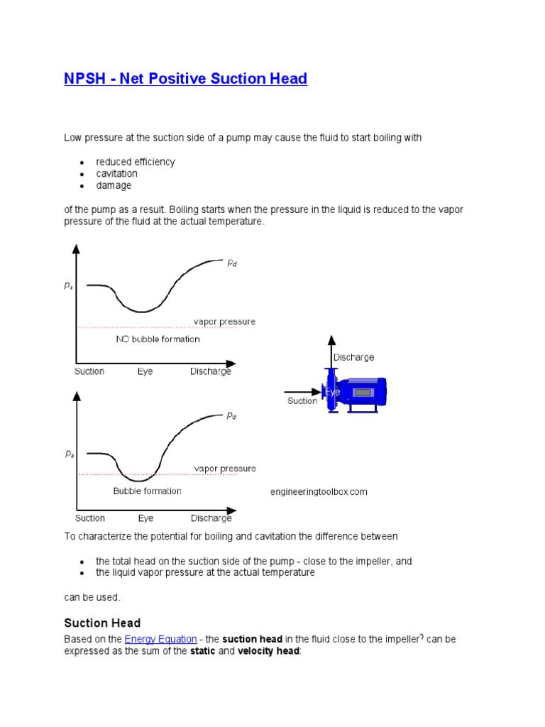 NPSH - Net Positive Suction Head (1) | PDF | Pump | Pressure
