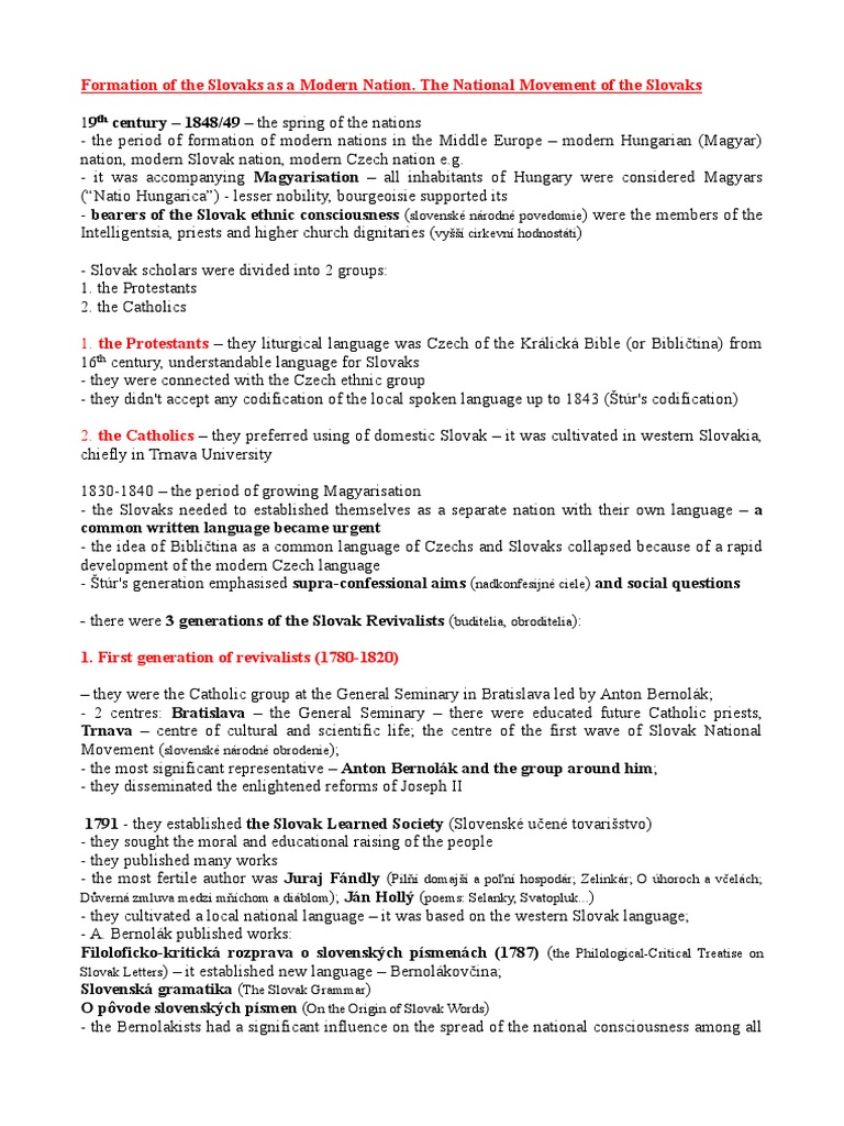 History - Formation of The Slovaks As A Modern Nation | PDF | Slovakia ...