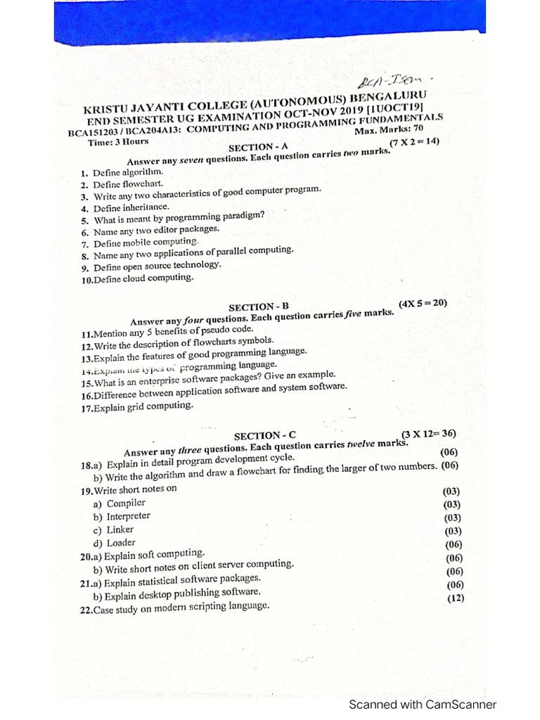 Bca Semester 1 2019 Pdf