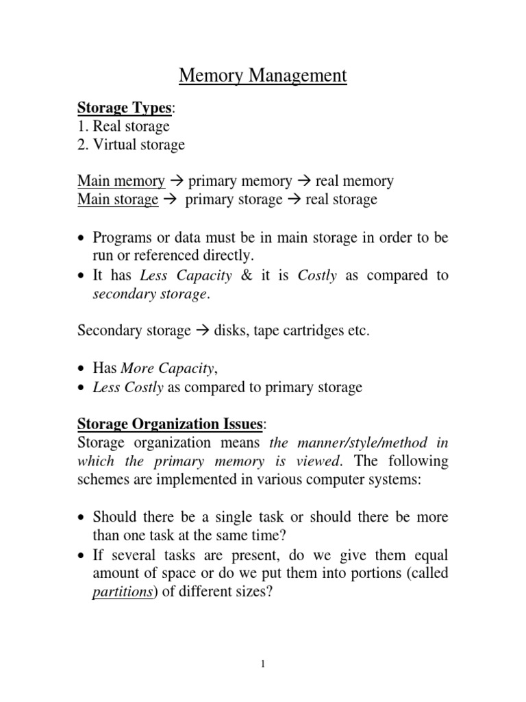 Understanding Memory Management Through Storage Types, Organization ... Understanding Memory Management Through Storage Types, Organization ...