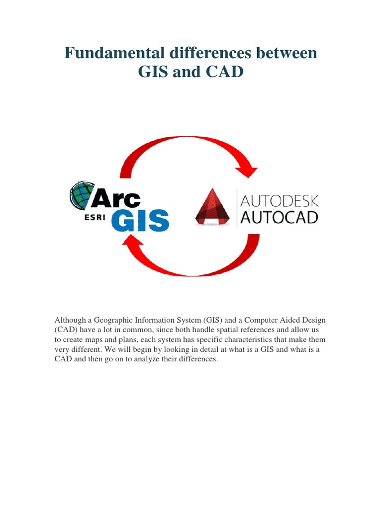 Fundamental Differences Between GIS and CAD | PDF | Geographic Information System | Computer ...