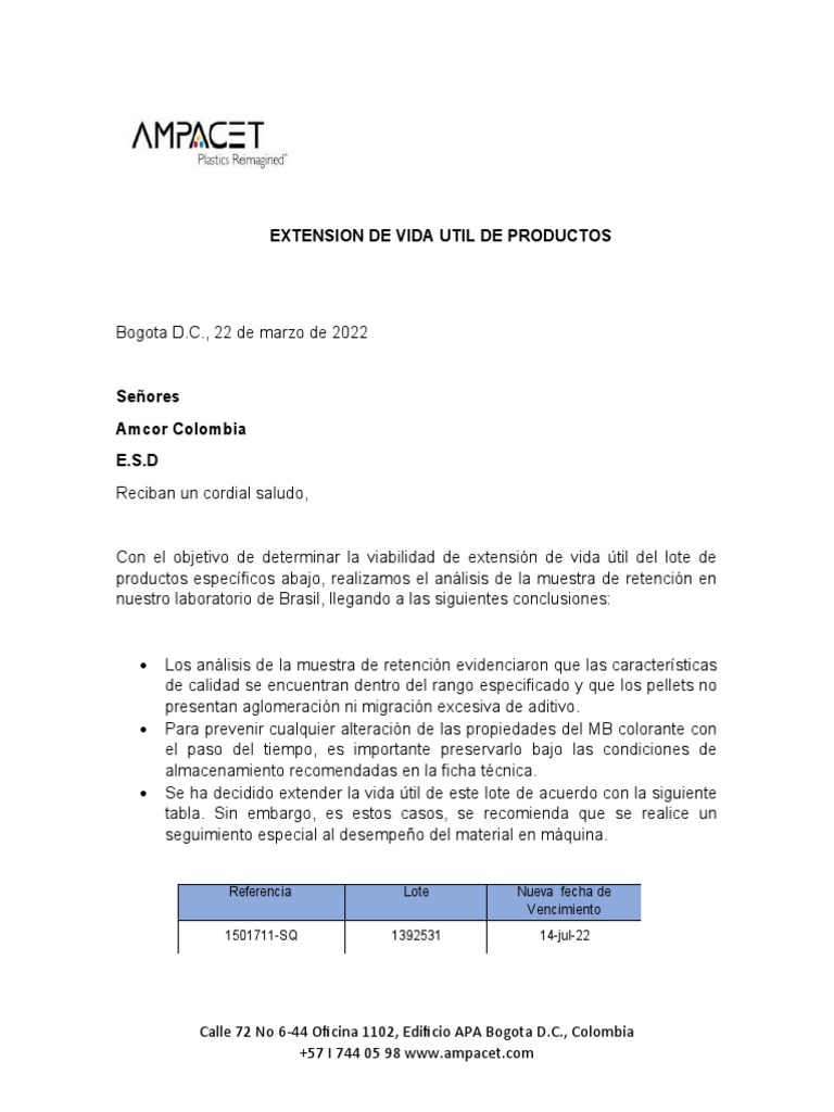 Extension de Vida Util de Productos | PDF