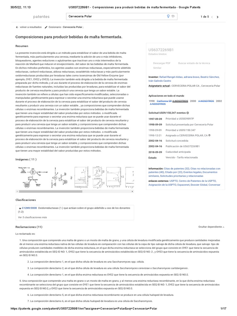 US6372269B1 - Composiciones para Producir Bebidas de Malta Fermentada ...