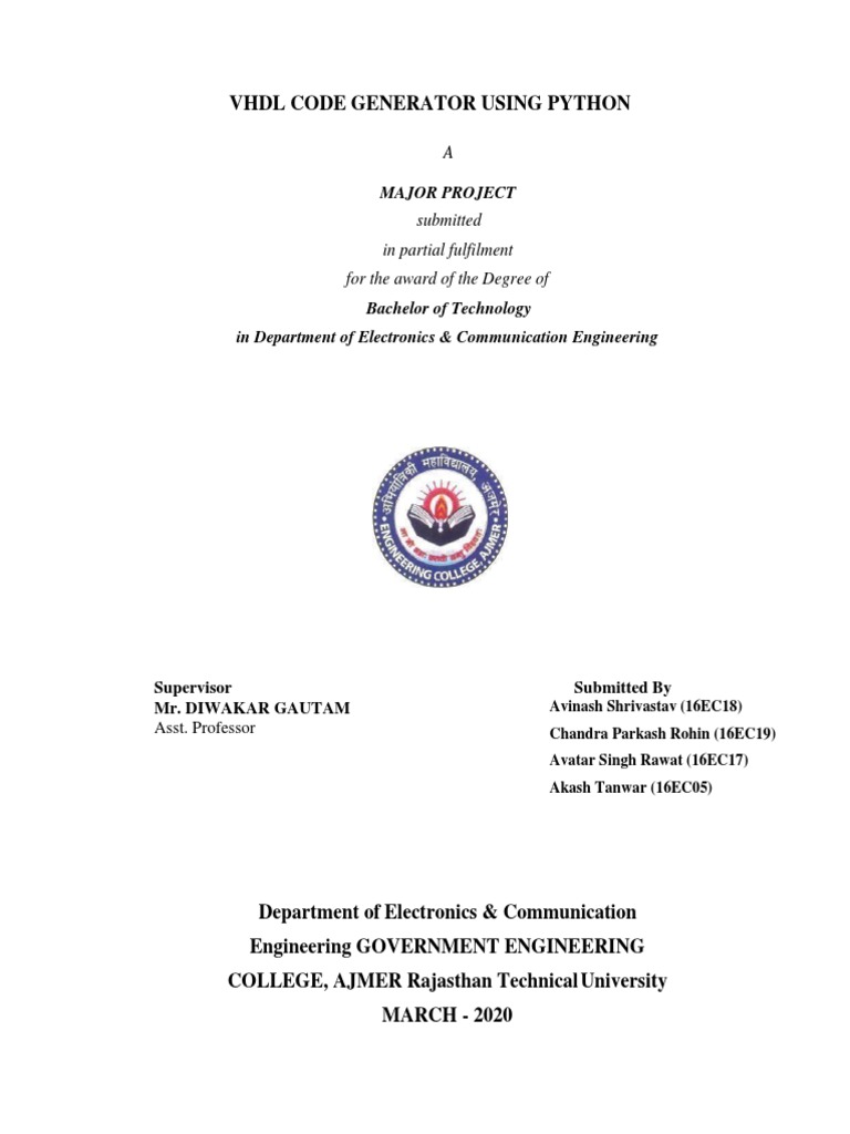 VHDL Code Generator Using Python | PDF