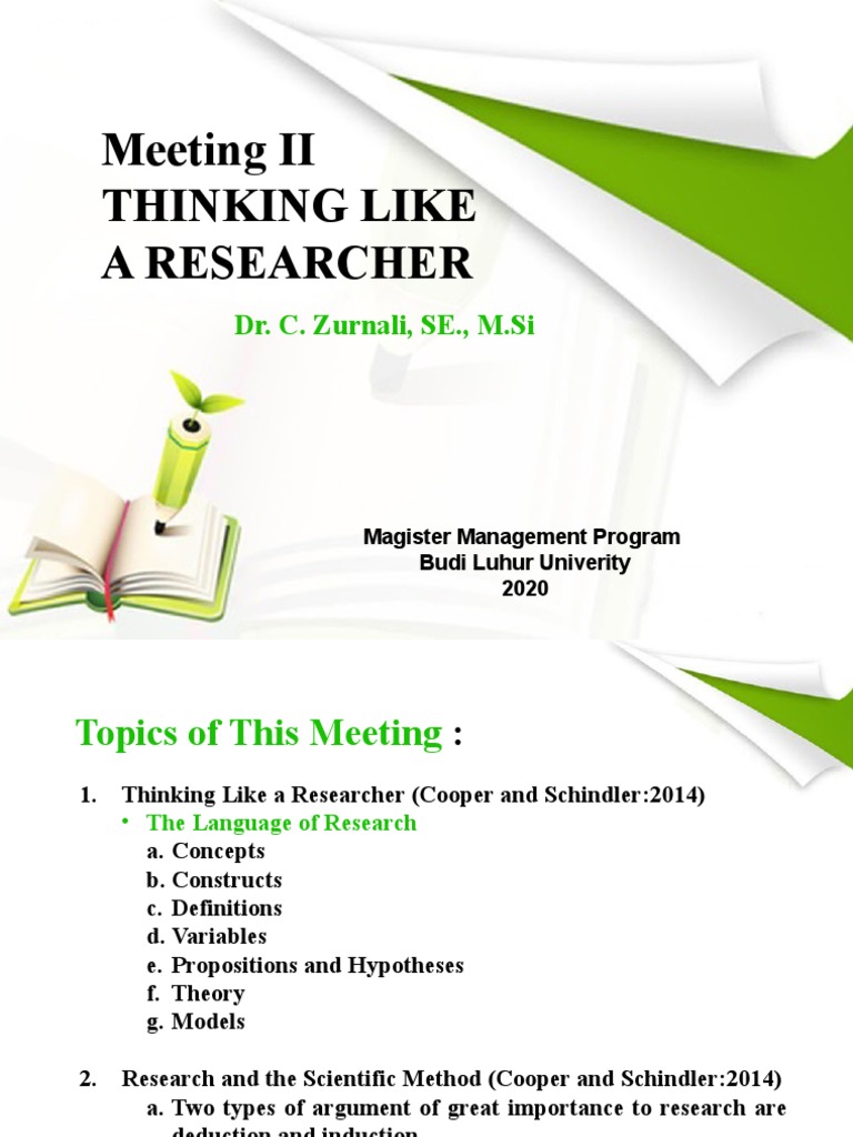 Meeting II - Thinking Like A Researcher | PDF | Inductive Reasoning ...
