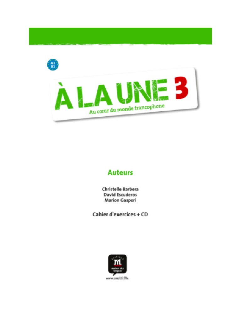À La Une - Cahier D'exercices | PDF