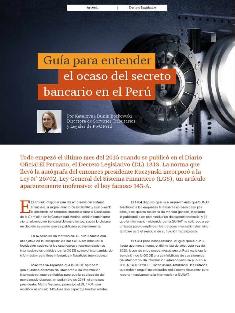 El ocaso del secreto bancario en el Perú: Un análisis de la normativa que permite el acceso ...