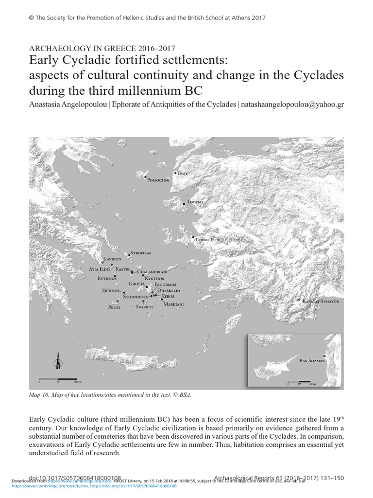 Early Cycladic Fortified Settlements - Aspects of Cultural Continuity and Change in The Cyclades ...