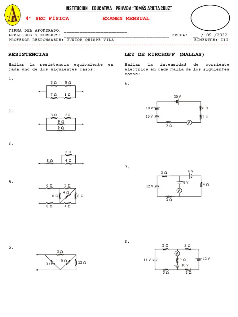 FISICA | PDF | Resistencia Eléctrica y Conductancia | Corriente eléctrica
