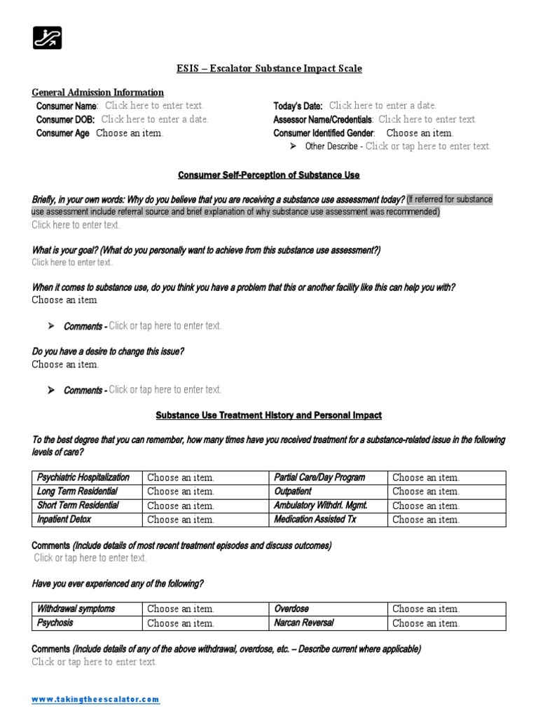 ESIS Escalator Substance Impact Scale | PDF | Substance Abuse ...