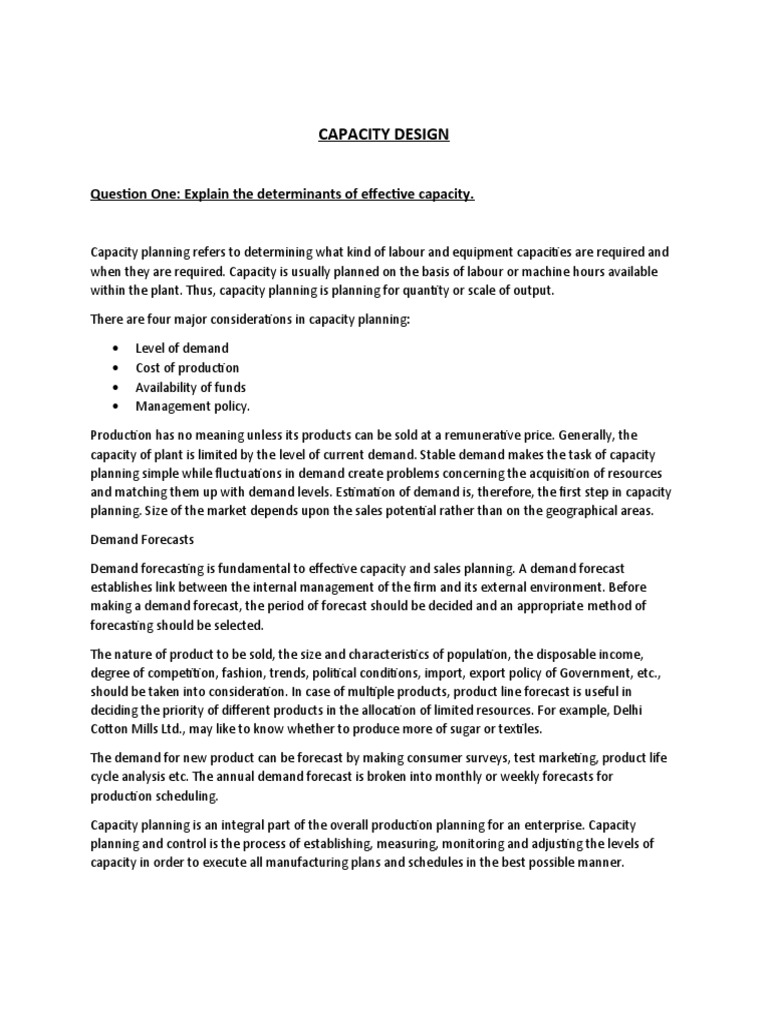Capacity Design | PDF | Forecasting | Cost–Benefit Analysis