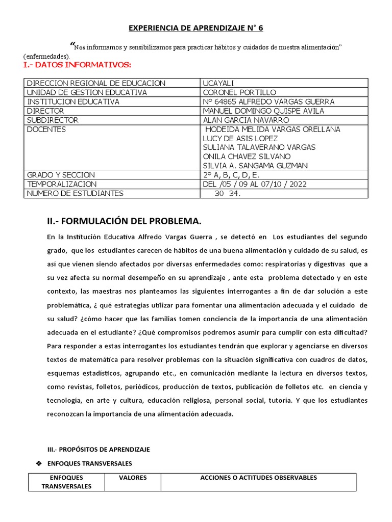 Experiencia de Aprendizaje N 6 Mes de Setiembre 2022 | PDF | Jesús | Amor