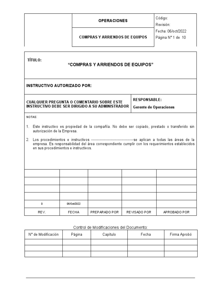 Instructivo, Compra y Arriendo de Equipos | PDF | Calidad (comercial ...