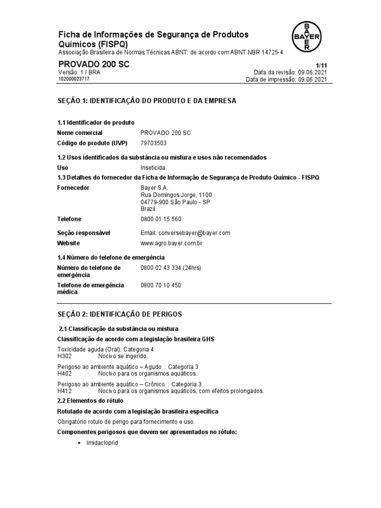 Fispq - Provado 200 SC - 79703503 | PDF | Ácido clorídrico | Química