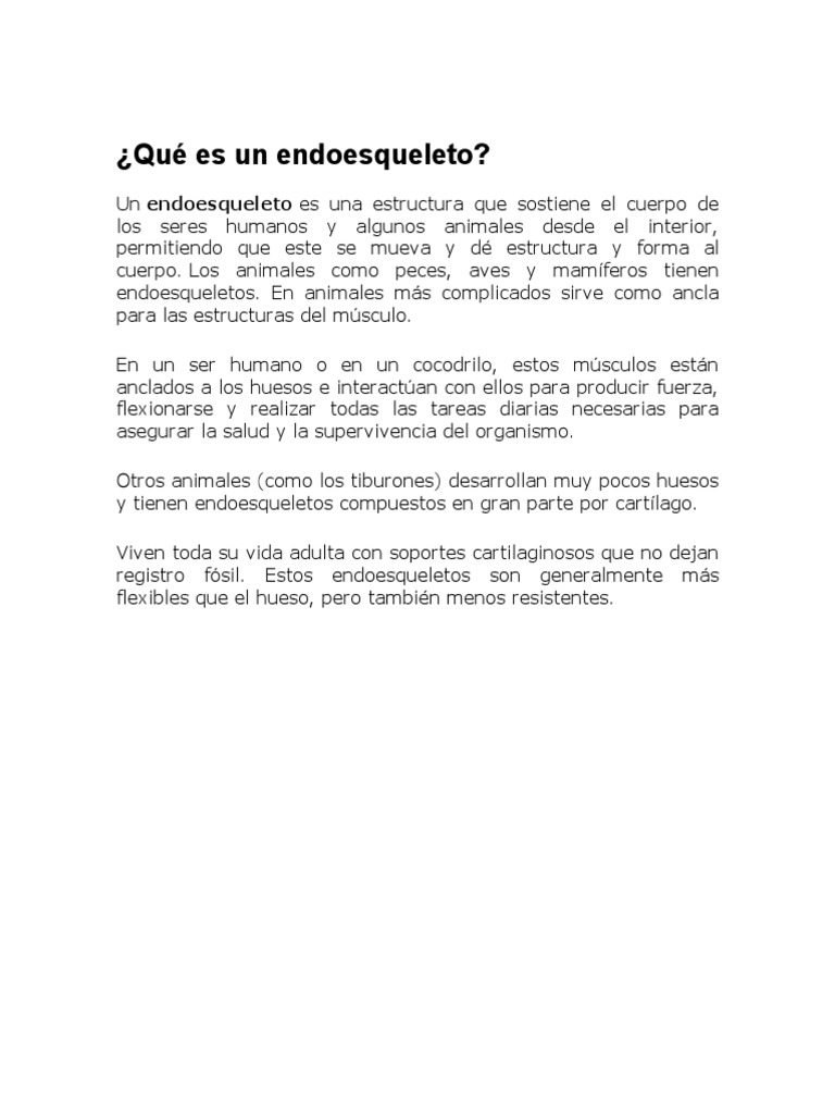 Qué Es Un Endoesqueleto | PDF | Esqueleto | La columna vertebral
