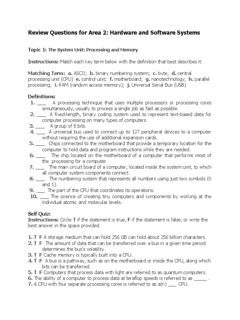 Review Questions For Area 2 | Download Free PDF | Computer Data Storage | Operating System