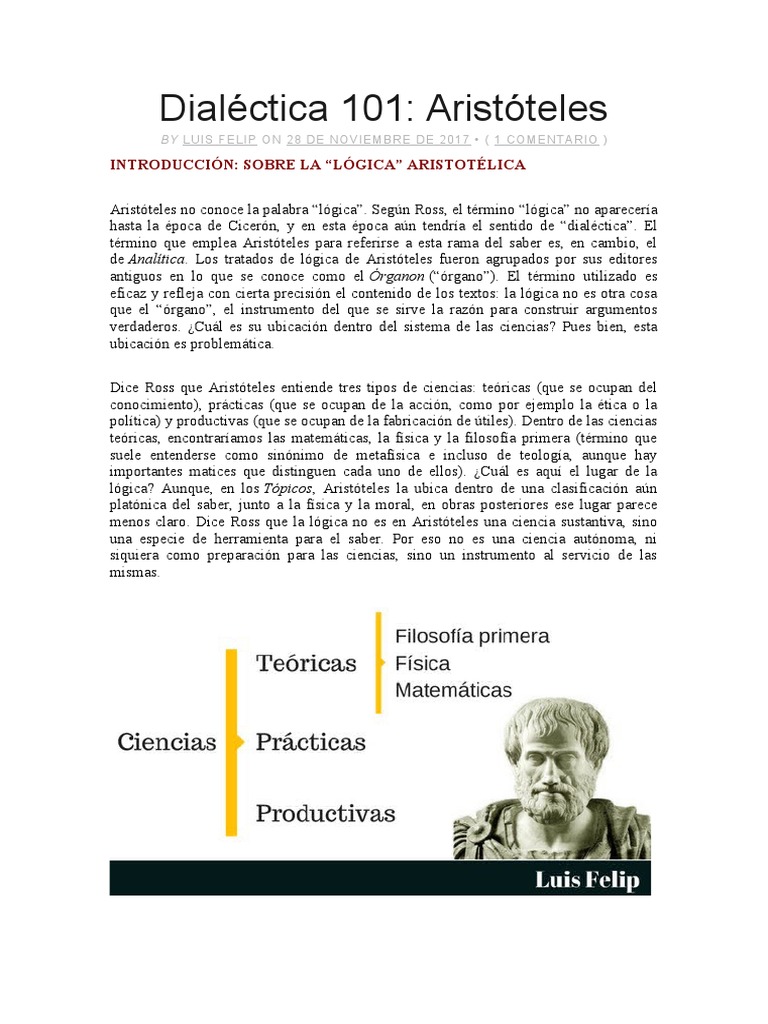 Dialéctica Aristotelica | PDF | Dialéctico | Aristóteles