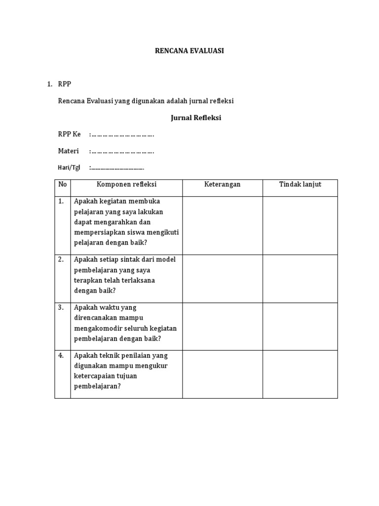 Rencana Evaluasi | PDF | Karier & Perkembangan