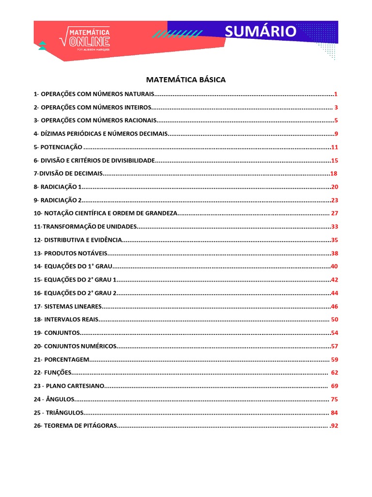 Guia Completo de Matemática Básica: Operações e Conceitos Essenciais ...