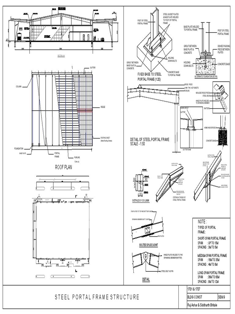 1701 and 1707 STEEL PORTAL FRAME | PDF | Structural Engineering ...